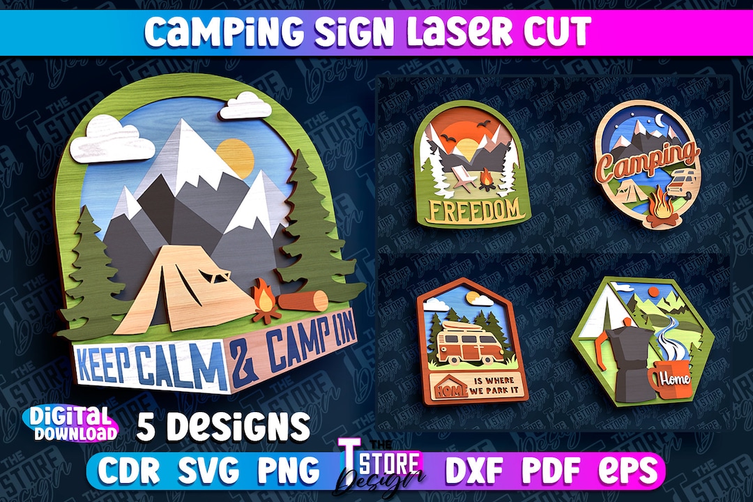 Camping Signs Laser Cut | Layered Camping Design SVG | Camping Life ...