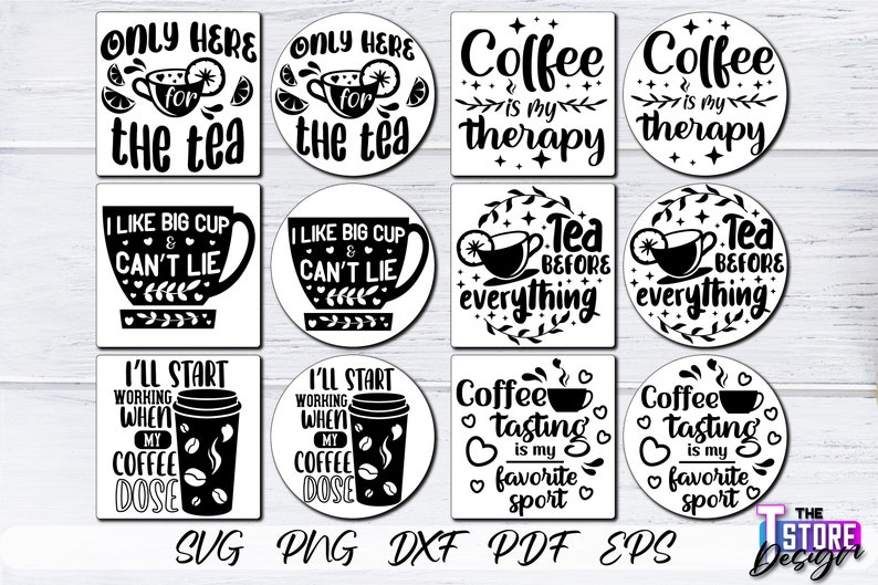 Coasters SVG Bundle Coffee Quotes Design Funny Quotes - Etsy