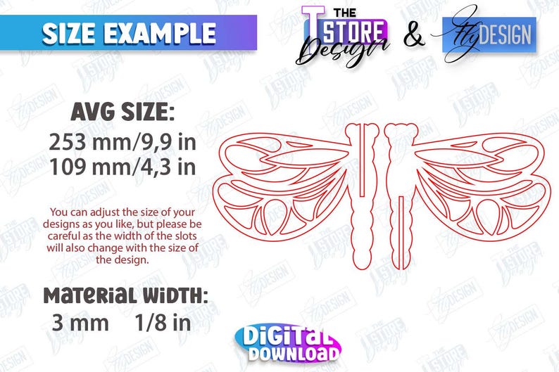 3D Dragonflies Laser Cut Bundle, Decorative Wooden Interlocking ...