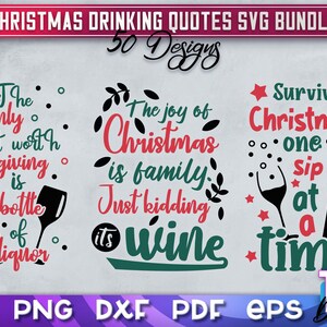 Christmas Drinking Quotes SVG Bundle | Christmas Design - Etsy