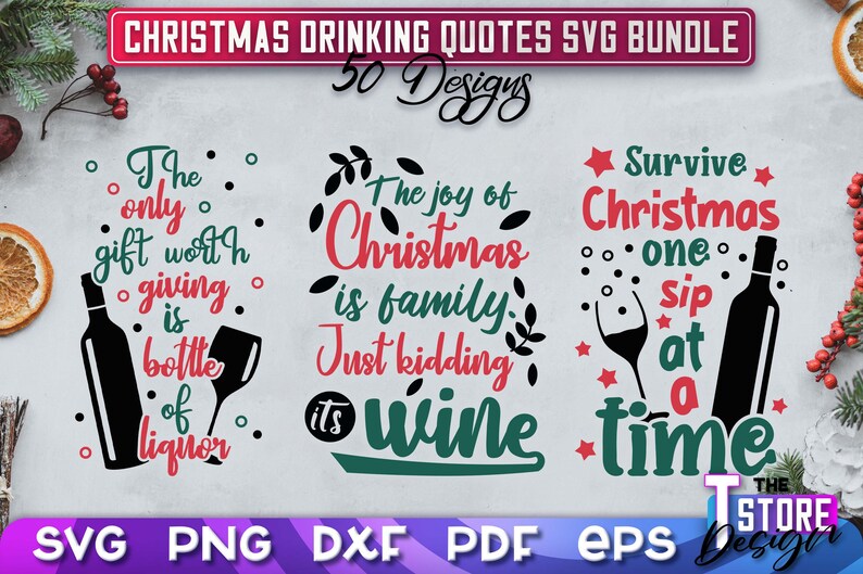 Christmas Drinking Quotes SVG Bundle | Christmas Design - Etsy