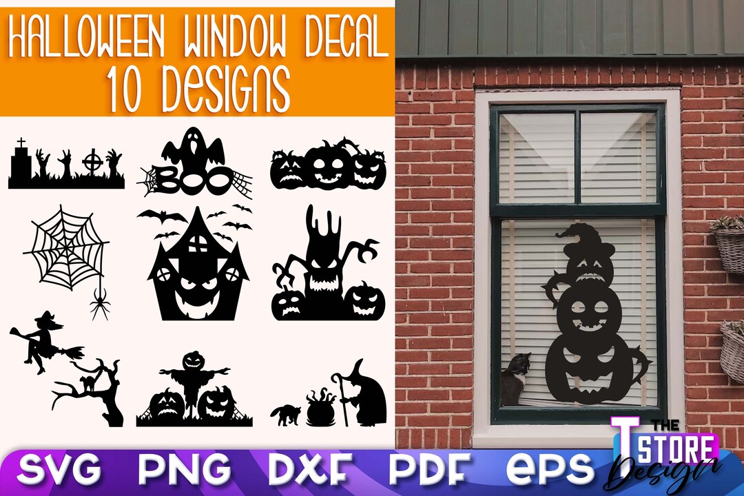 Halloween Window Decal SVG Bundle | Halloween Crafts | Halloween Bat ...