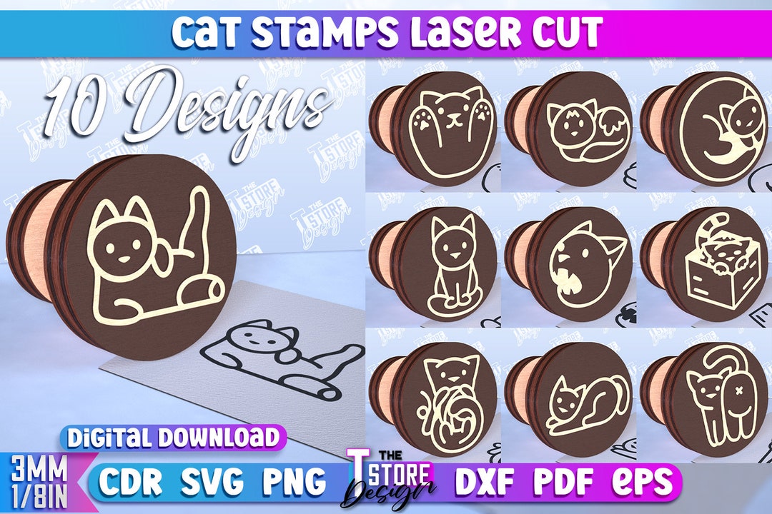 Stamps Laser Cut, Cat Stamps Lasercut, Custom Pet Stamp, Custom Cat ...