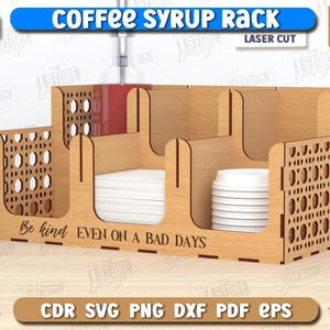 Coffee Syrup Racks Laser Cut Bundle, 3D Coffee Bar Boxes SVG, Desktop ...