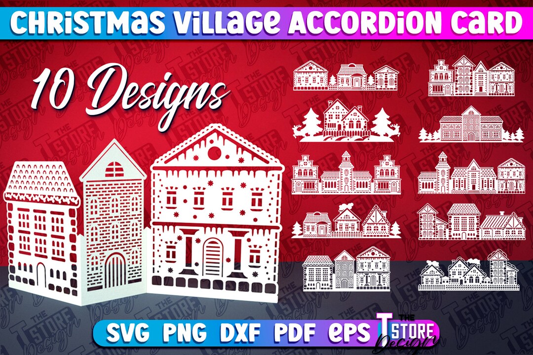 Christmas Village Accordion Card SVG | Paper Crafts | Christmas Village ...