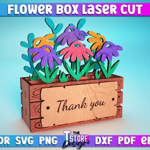 Flower Box Laser Cut SVG Bundle | Flower Bouquet Box SVG Design | Laser ...