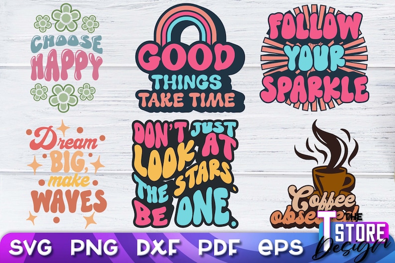 Retro Quotes SVG Bundle Retro Hippie SVG Vintage SVG V.1 - Etsy