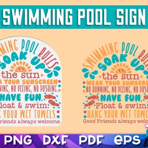 Swimming Pool Sign SVG Bundle | Summer Quotes Design | Swimming Pool ...