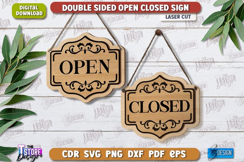 3d Double-sided Open Closed Sign Laser Cut Bundle, We Are Open We Are ...