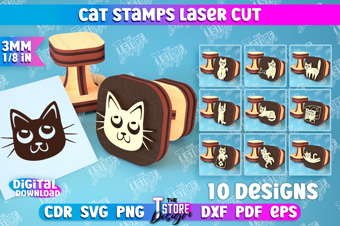 Cat Stamps Laser Cut, Cat Stamps Lasercut, Custom Pet Stamp, Custom ...