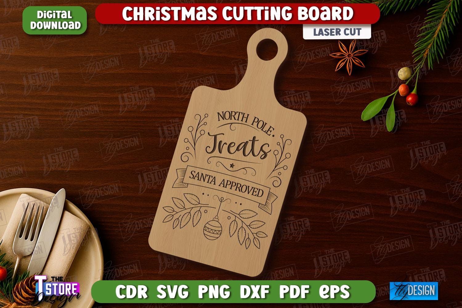 3d Christmas Cutting Board Laser Cut Bundle, Christmas Charcuterie ...