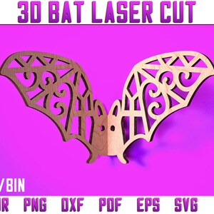 3D Bat Laser Cut SVG Bundle | Halloween Bat Laser Cut SVG Design | CNC ...
