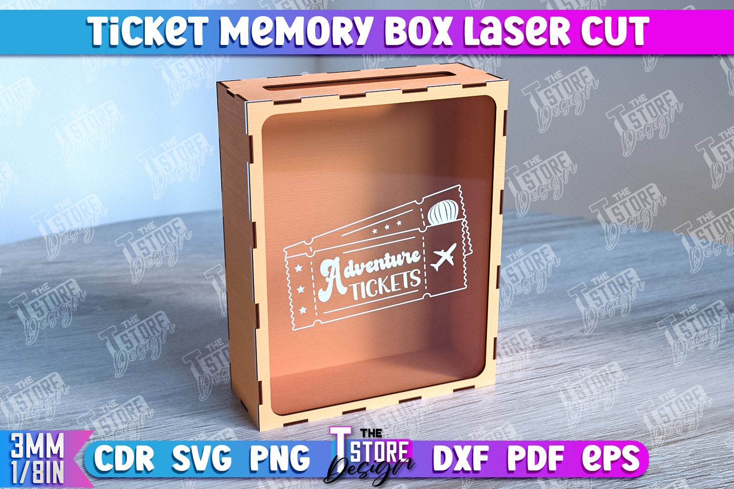 Ticket Memory Box Laser Cut, Personalized Shadow Box Memory, Memory Box ...