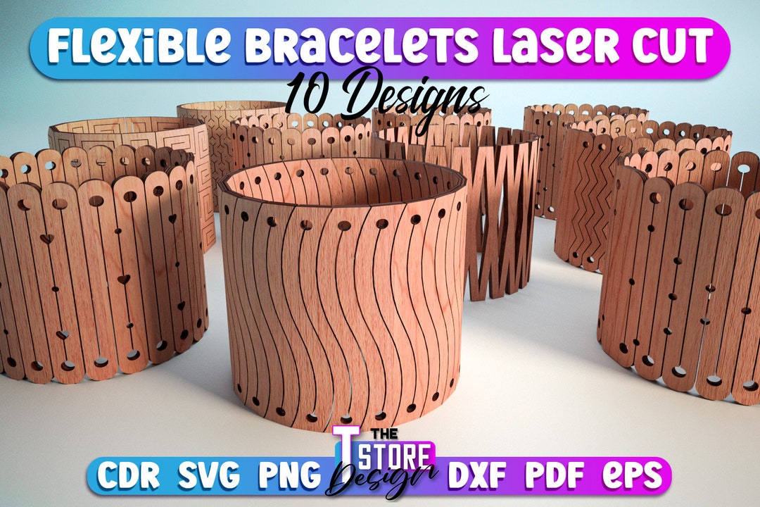 Flexible Bracelets Laser Cut SVG Bundle | Bracelets SVG Design | CNC ...