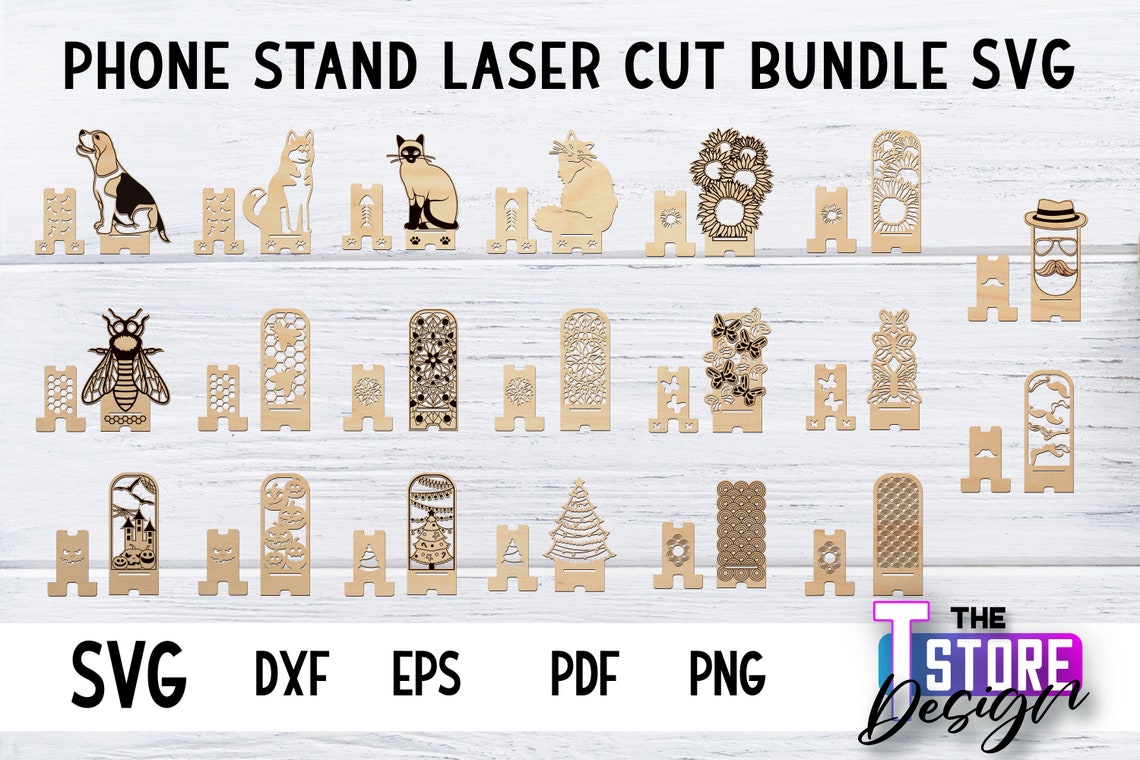 Phone Stand Laser Cut SVG Cell Phone Stand SVG Bundle - Etsy