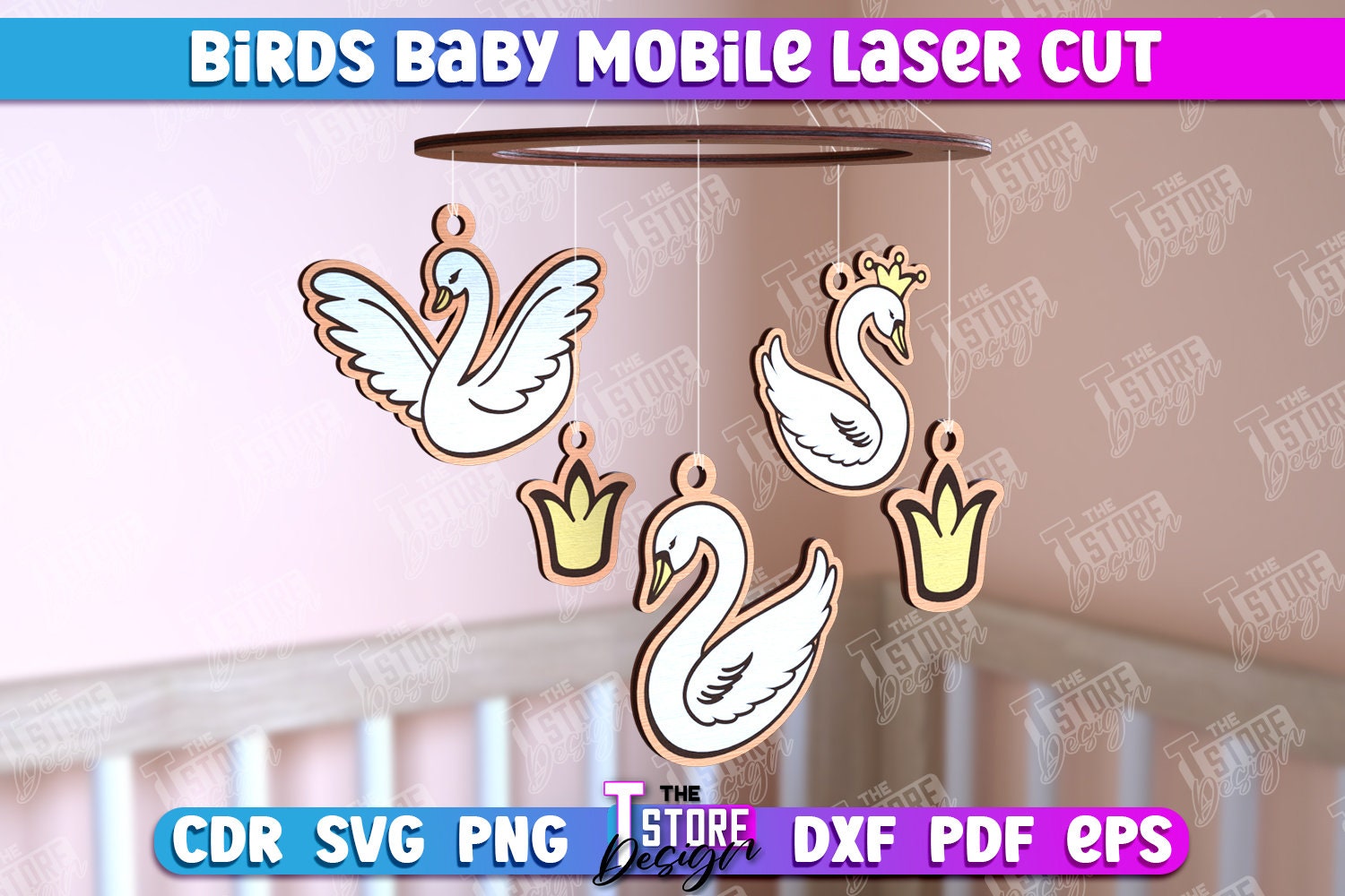 Birds Baby Mobile SVG Laser Cut Bundle | Baby Mobile Laser Files ...