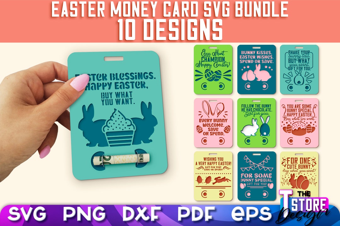Happy Easter Money Card SVG Bundle Money Holder Cutting - Etsy