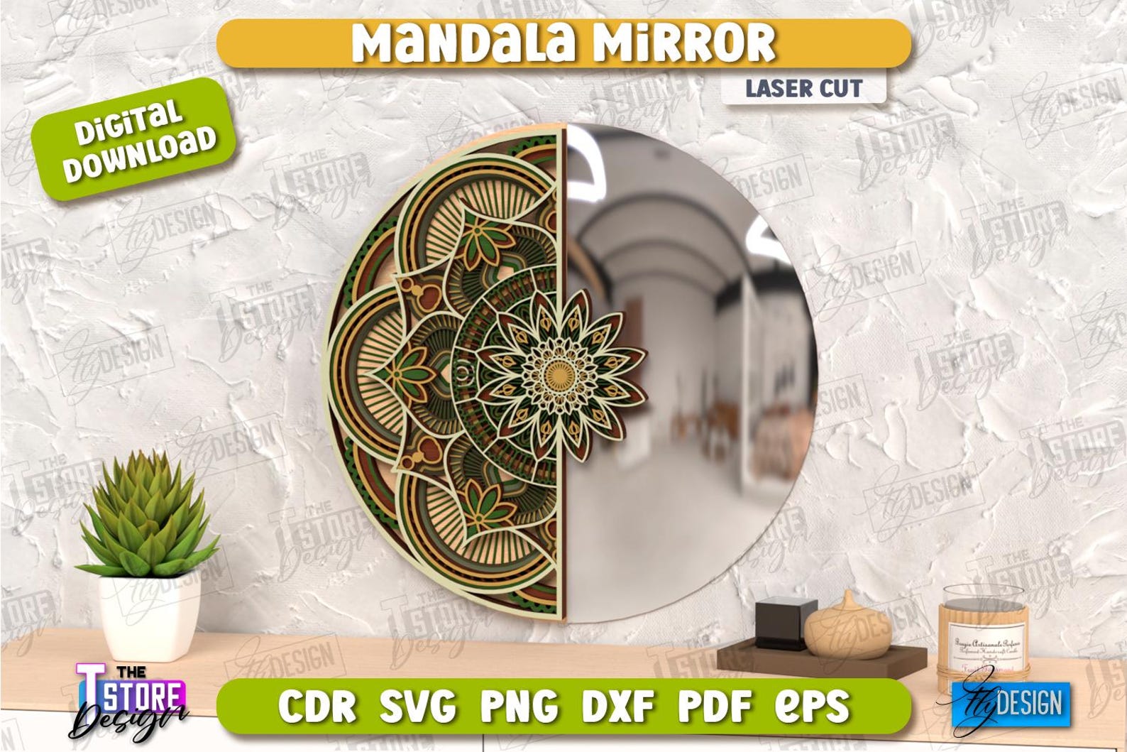 3d Mandala Mirror Frame Laser Cut Bundle, Mandala Laser Cut, Layered ...