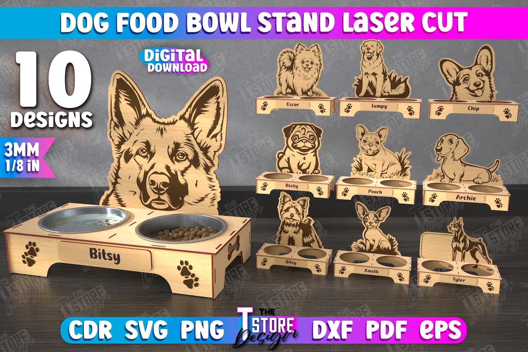 Dog Food Bowl Stand Laser Cut Bundle, Pet Bowls Stand Lasercut, Pet ...