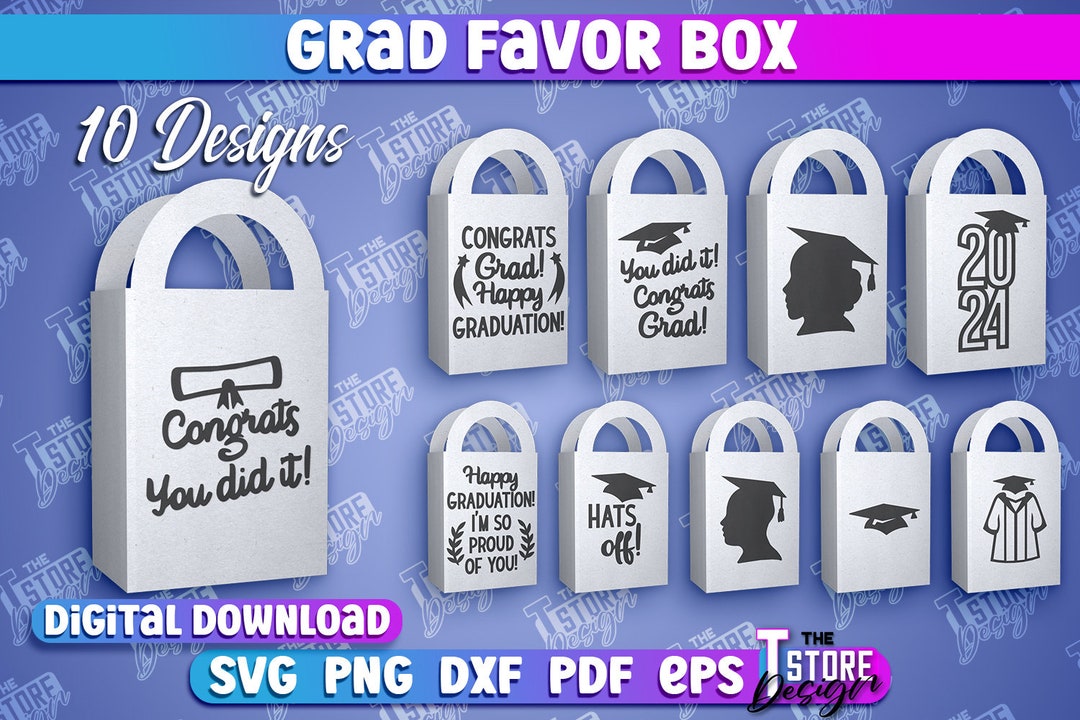 Grad Favor Box SVG Design Paper Crafts Papercut Graduation Gift Box SVG ...