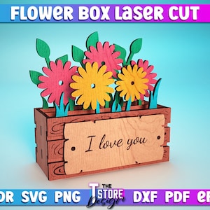 Flower Box Laser Cut SVG Bundle | Flower Bouquet Box SVG Design | Laser ...