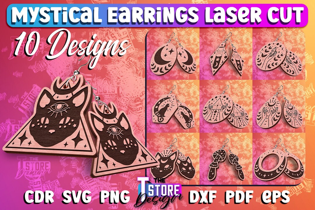 Mystical Earrings Laser Cut Design | Magic Earrings SVG Design ...