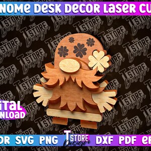 Gnome Desk Decor Laser Cut Gnome SVG Design Laser Gnome Stand SVG ...