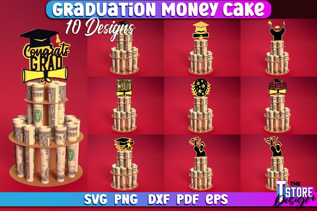 Graduation Money Cake SVG Bundle | Grad Money Holder SVG Design | Paper ...