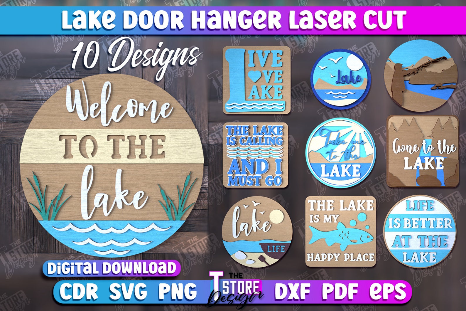 Lake Door Hangers Laser Cut, Summer Door Hanger Bundle, Gone Fishing ...