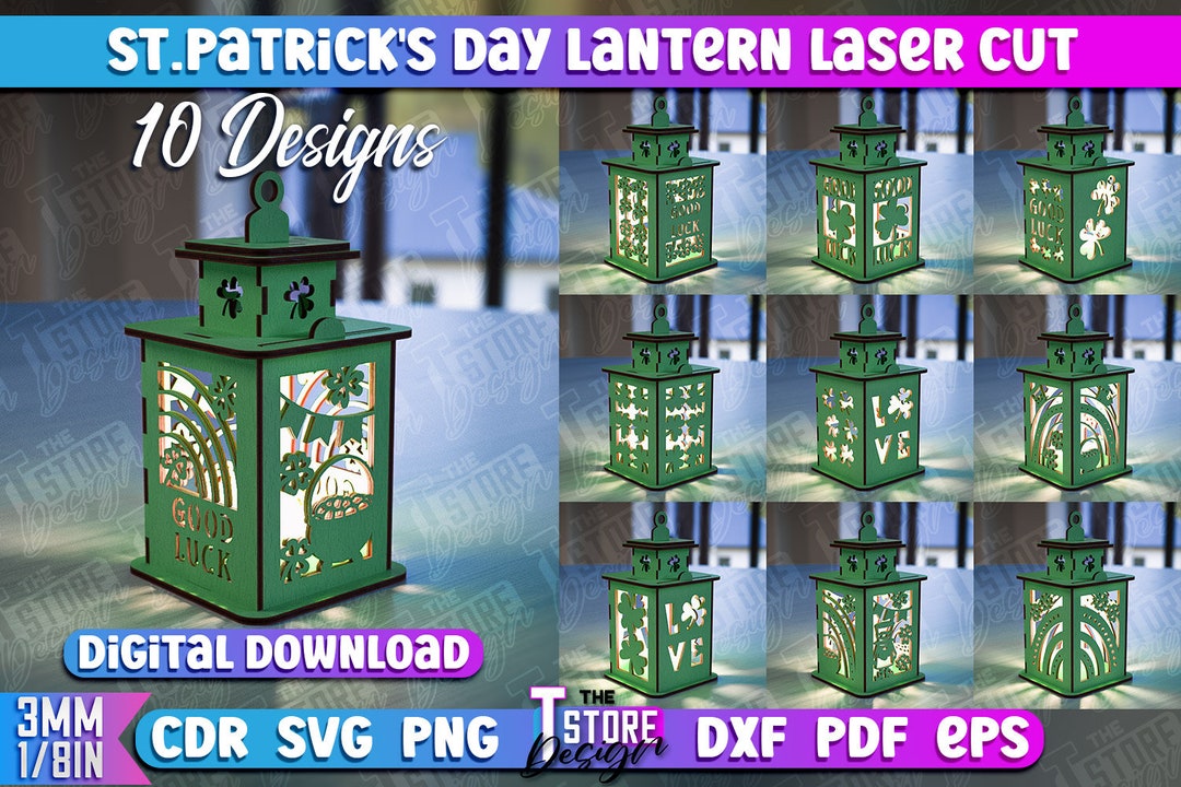 St. Patrick's Day Lantern Laser Cut | 3D Laser Cut Lantern | St ...