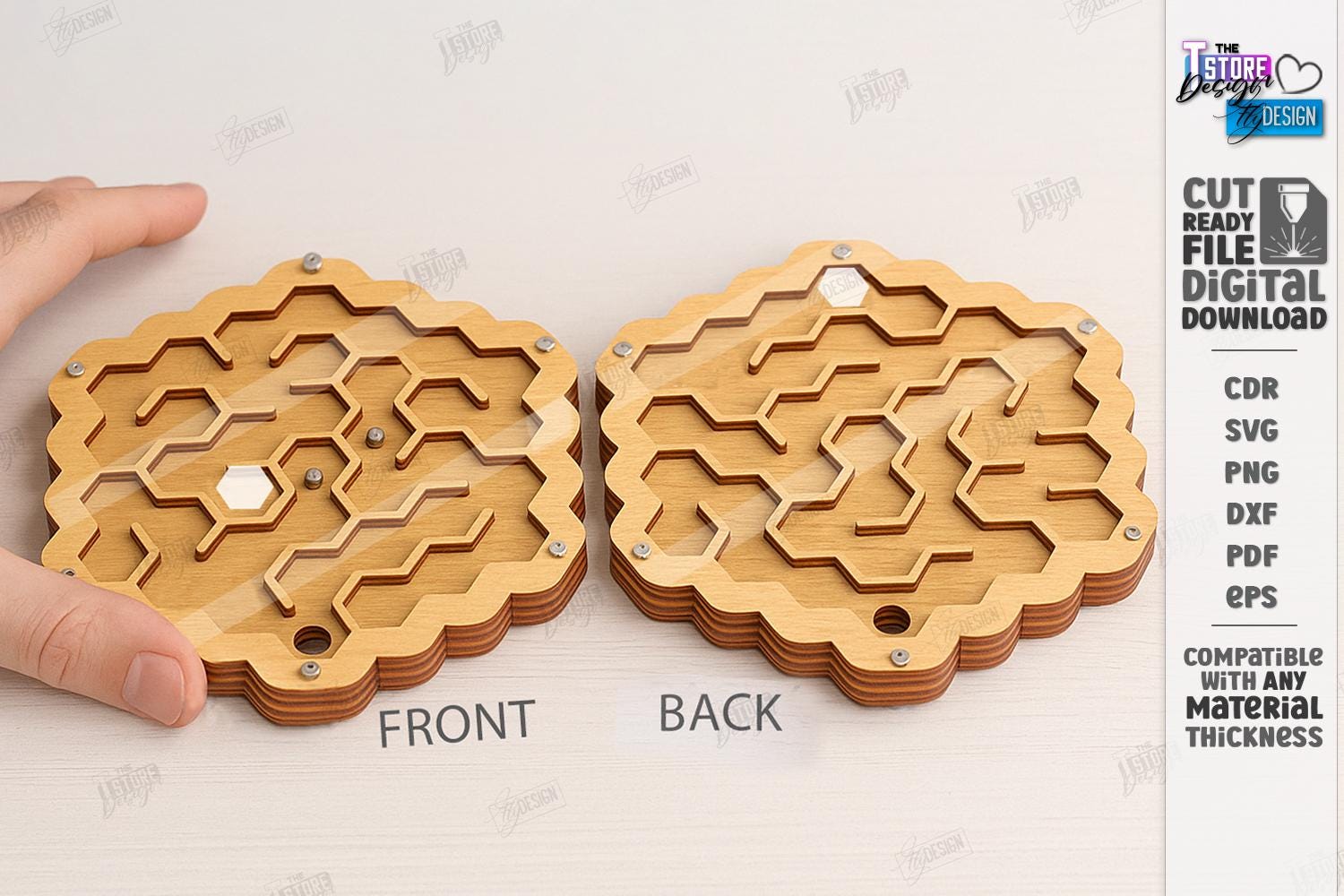 Pocket Wooden Maze Game Laser Cut Bundle, 3d Labyrinth Maze Toys, Maze ...