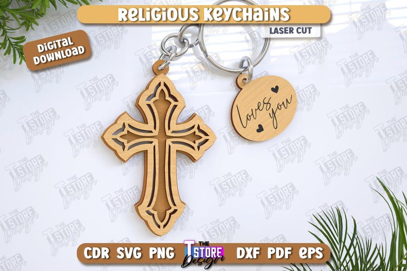 Religious Keychains Laser Cut Bundle, Christian Cross Keychains ...