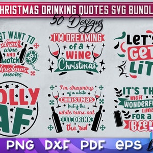 Christmas Drinking Quotes SVG Bundle | Christmas Design - Etsy
