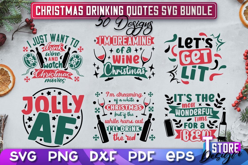 Christmas Drinking Quotes SVG Bundle | Christmas Design - Etsy