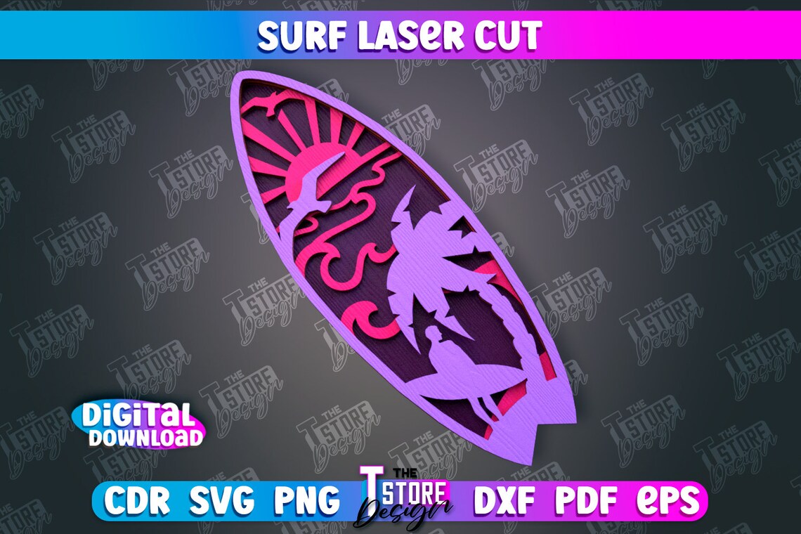 3d Surf SVG Bundle, Surf Laser Cut, Summer SVG, Beach Vibes SVG, 3D ...