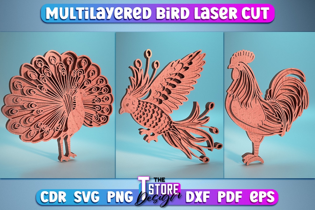 Multilayered Bird Laser Cut SVG Bundle Bird SVG Design Laser Cut Files ...