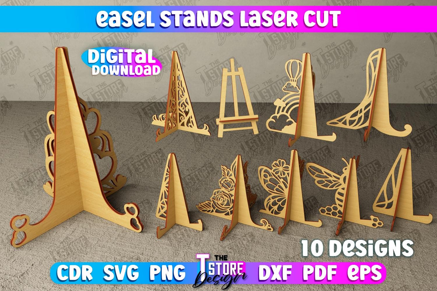 Easel Stands Laser Cut Bundle, 3D Display Stands, Easel Display Stands ...