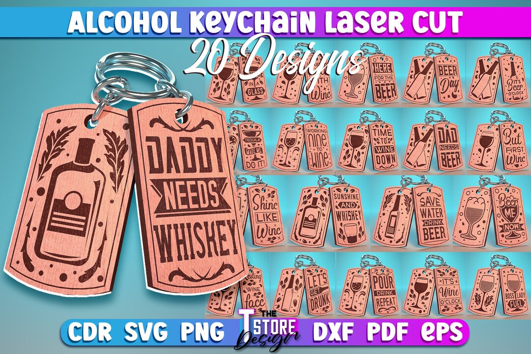 Alcohol Keychain Laser Cut Bundle | Laser Cut SVG Bundle | CNC Files - Etsy