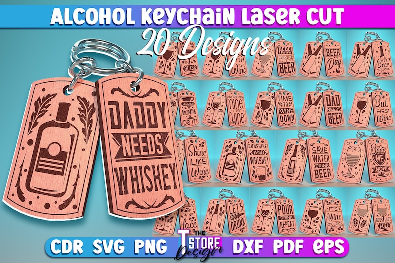 Alcohol Keychain Laser Cut Bundle Laser Cut SVG Bundle CNC - Etsy