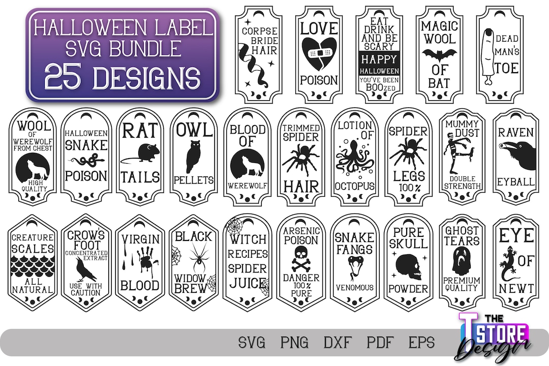Vintage Halloween Labels SVG | Halloween Potion Labels V.2 - Etsy
