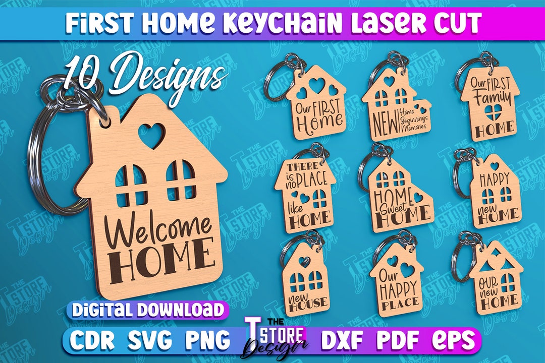 Our First Home Lasercut Keychain | New Home Keyrings | Couples Keyring ...