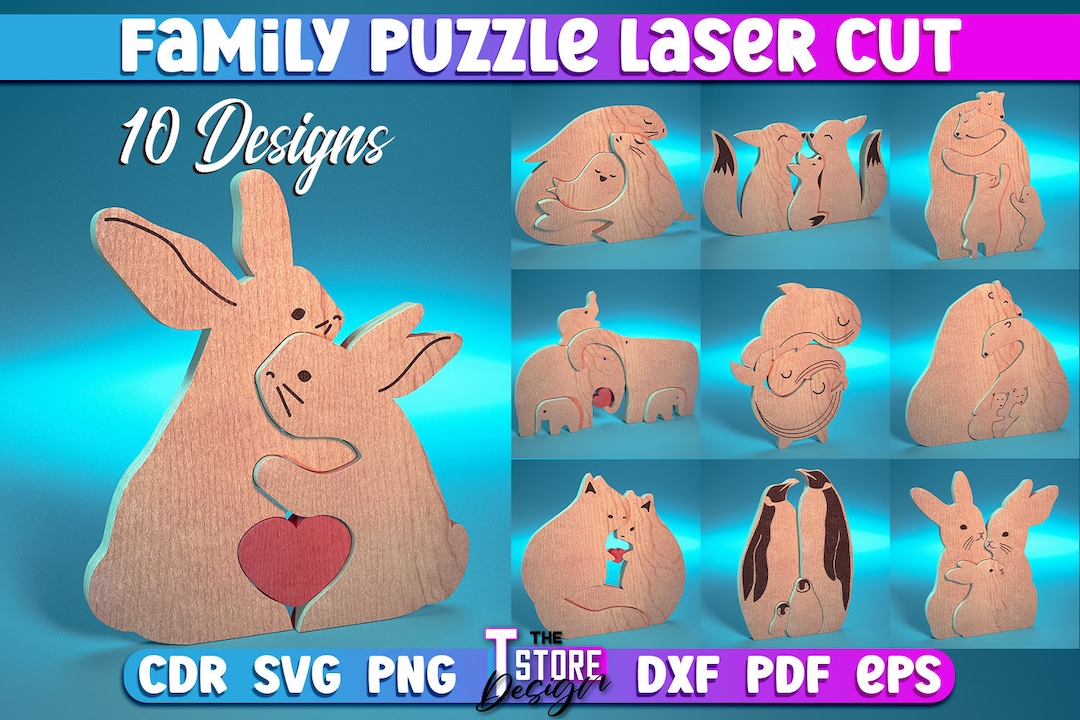 Family Puzzle Laser Cut Love SVG Design Family Love Puzzle Laser Cut ...