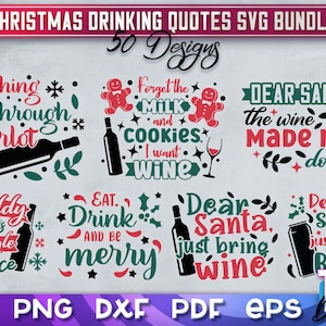 Christmas Drinking Quotes SVG Bundle | Christmas Design - Etsy