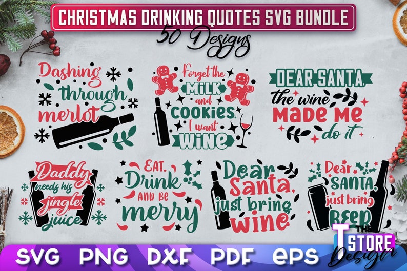 Christmas Drinking Quotes SVG Bundle | Christmas Design - Etsy