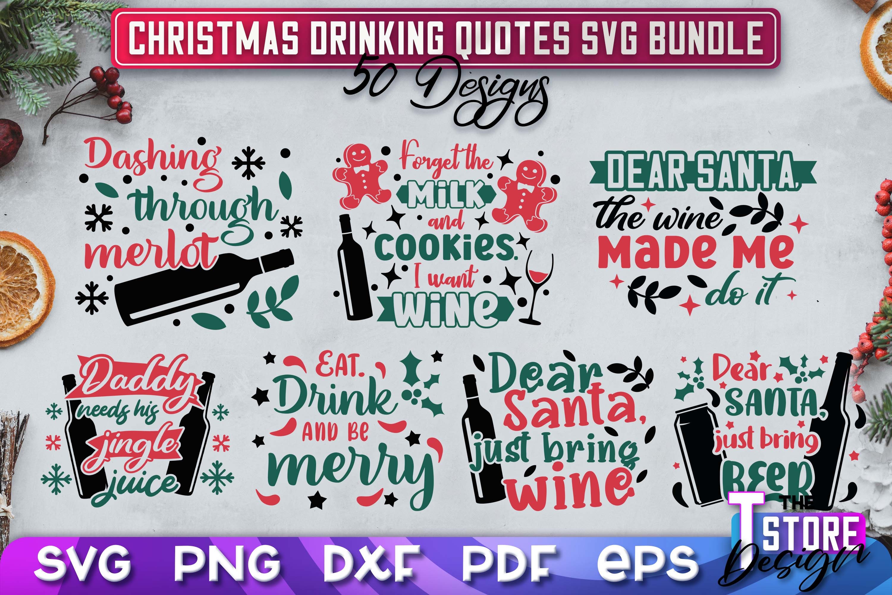 Christmas Drinking Quotes SVG Bundle | Christmas Design - Etsy