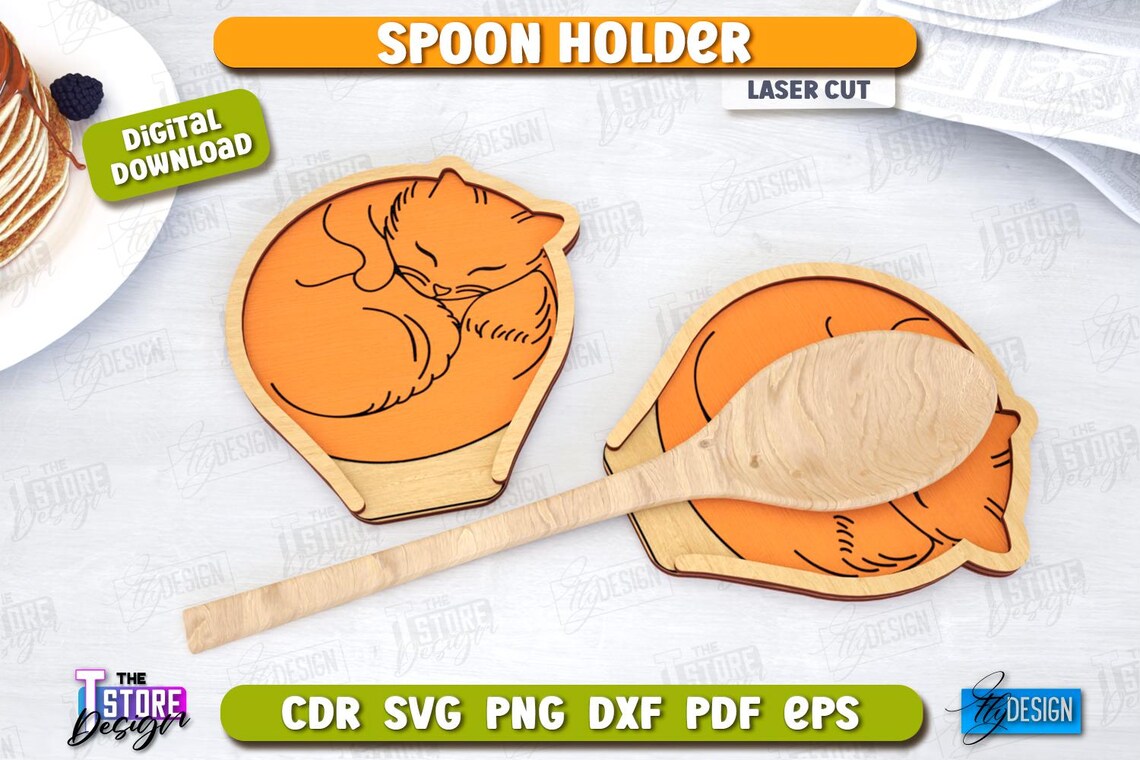 Spoon Holders Laser Cut Bundle, Kitchen Accessories SVG, Spoon Rest ...