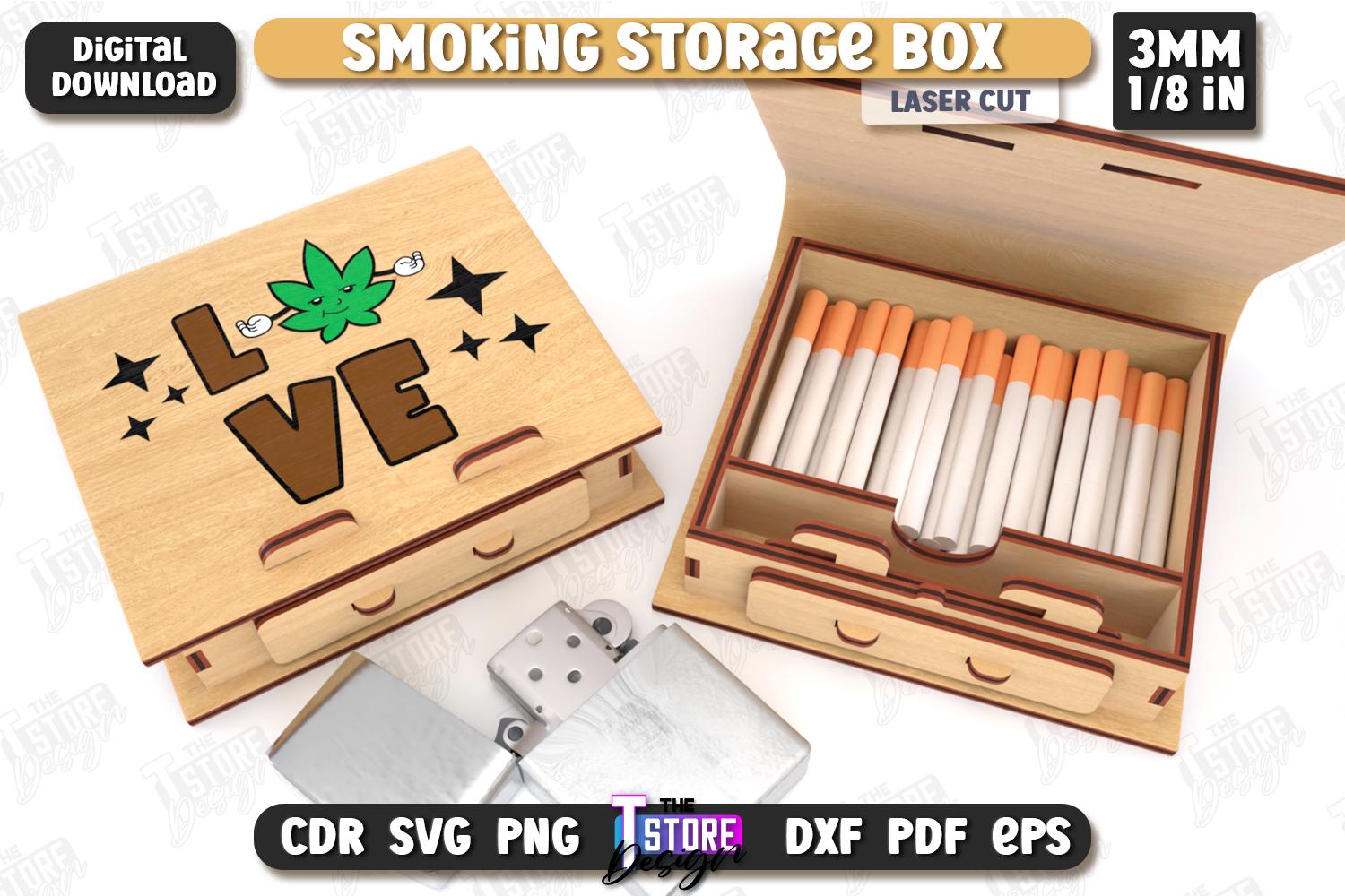 Smoking Storage Box Laser Cut Bundle, Engraved Cigarette Holder, Wooden ...