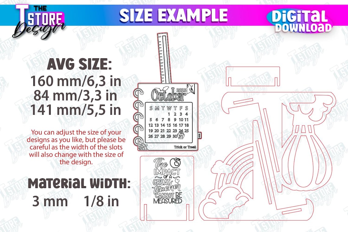 3d Teacher 2025 Desk Calendar Laser Cut Design, School Calendar Svg ...