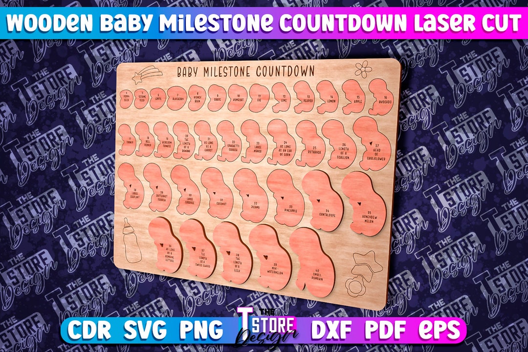 Wooden Baby Milestone Countdown File | Pregnancy Countdown Laser Cut ...