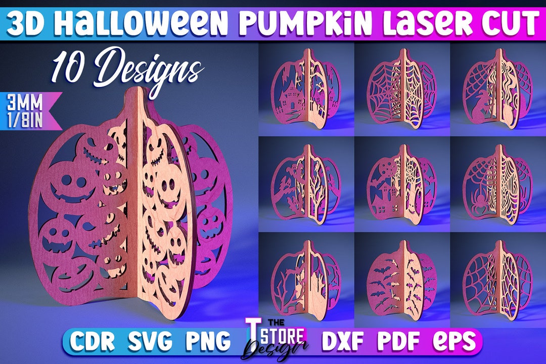 3D Halloween Pumpkin Laser Cut SVG Bundle | Halloween Pumpkin Laser SVG ...